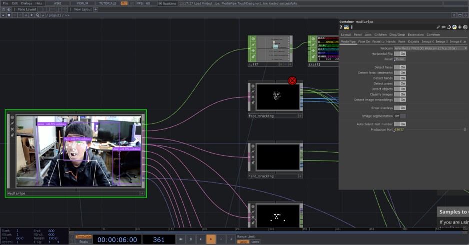 [TouchDesigner] MediaPipe 臉部、骨架、手勢辨識基礎教學 - 偵錯桐人